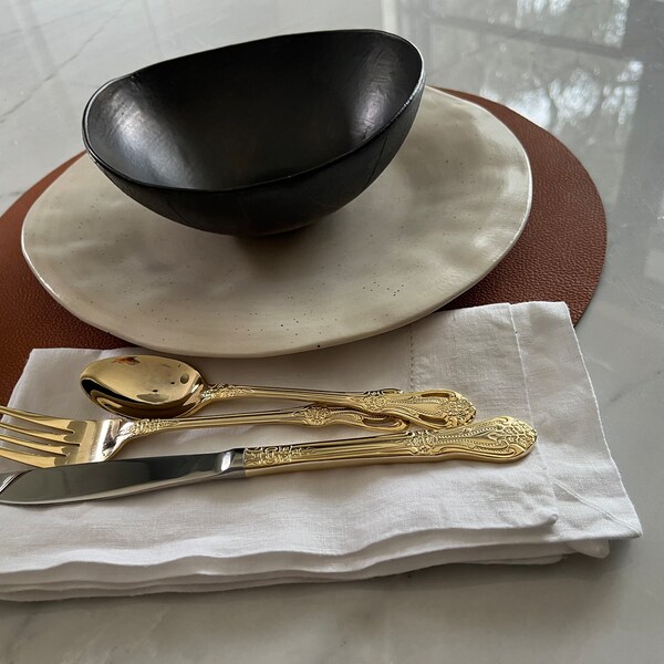 Unique Dinnerware Set, Rustic Ceramic 3 Piece Dinner Set, Stoneware Dinnerware Set, Rustic ...