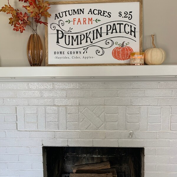 Autumn Acres Pumpkin Patch Farmhouse Pumpkin Sign for Fall Halloween ...