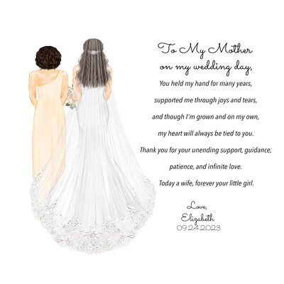 Personalized Bride and Mother Portrait Art DIGITAL Mother of Bride ...
