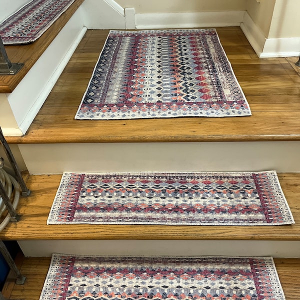 Heritage Stair Treads Carpet, Blue Stair Runner Rug, Scandinavian Stair ...