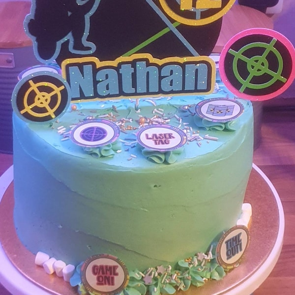 Laser Tag Game Themed Birthday Cake Topper Personalised - Etsy UK