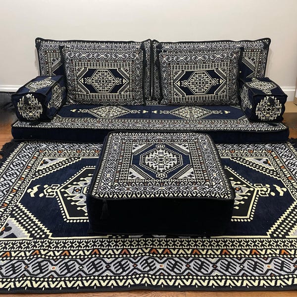 Ottoman Floor Seating, Traditional Floor Sofa, U-shaped Floor Cushion ...