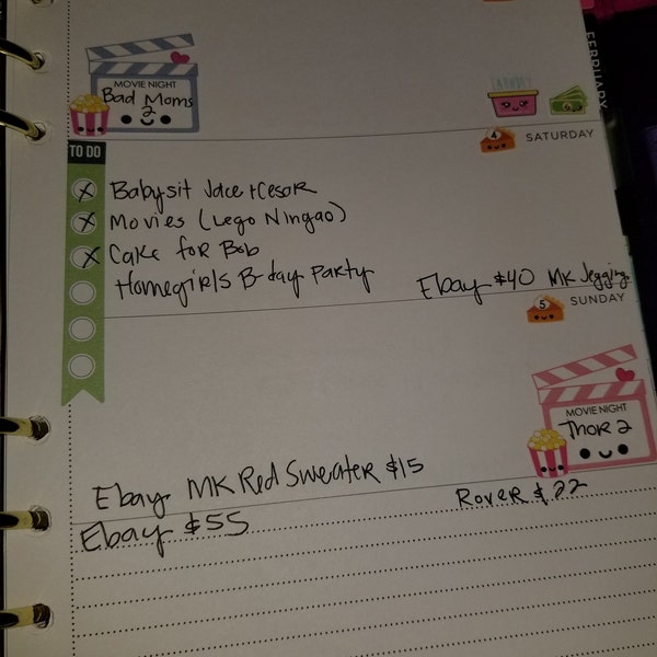 Happy Movie Popcorn Tracker Write-in Reminder Cute Kawaii Planner ...