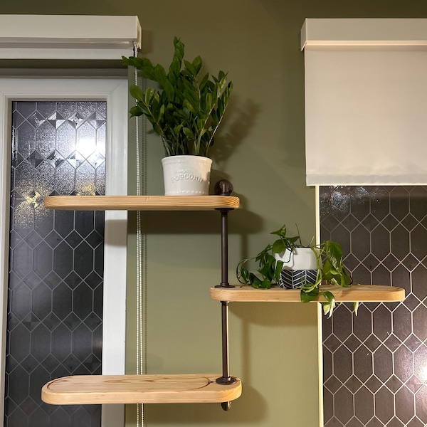 Swivel Shelf With Drip Groove for Window or Wall, Industrial Pipe Shelf ...