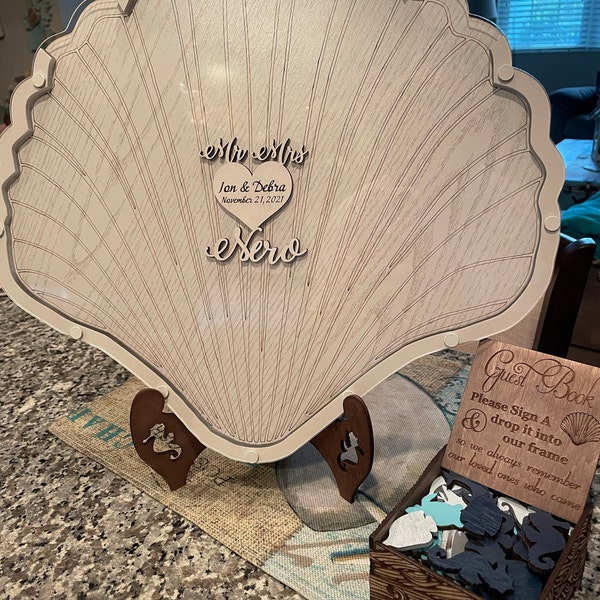 Sea Shell Shape Guest Book, Beach Wedding Guestbook, Tropical Guestbook ...