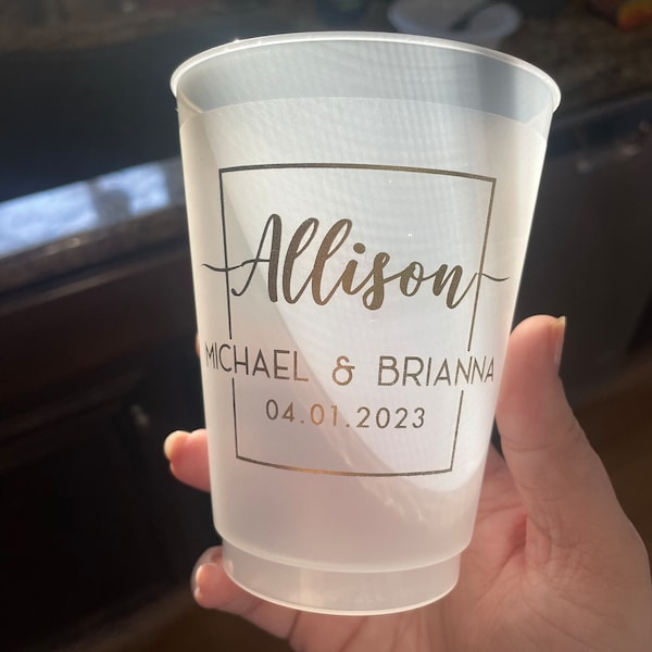 Custom Wedding Cups, Reception Bar Frosted Cups, Personalized ...