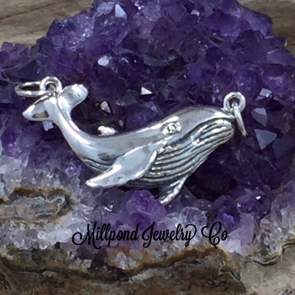 Whale Charm, Humpback Whale Charm, Whale Pendant, Beach Charm, Sea Life ...
