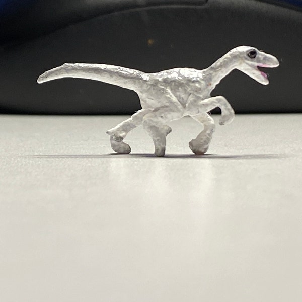 Tiny Raptor Figurine - Soft Plastic Dinosaur for Fairy Garden, Diorama ...
