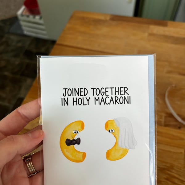 Funny Wedding Card, Pasta Wedding Card, Funny Engagement Card, Joined ...