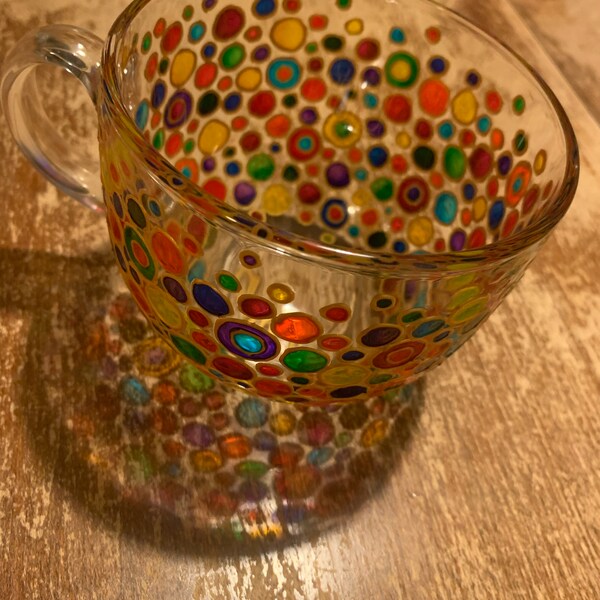 Colored Bubbles Mug Painted Glass Mug Big Coffee Mug Mosaic Mug ...