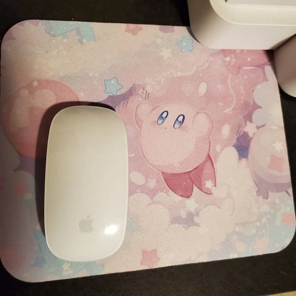 Kirby Drinking a Warm Drink, Kawaii Kirby Mouse Pad, Cute Kirby, Custom ...