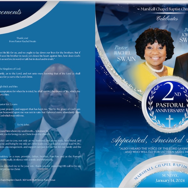 CANVA Church Usher Anniversary Day Program | 11x8.5 US Letter Bulletin ...