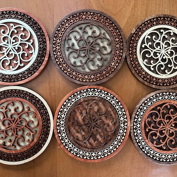 Irish Knotwork Waterproof Wooden Coasters, Set of 6, Celtic Heritage ...
