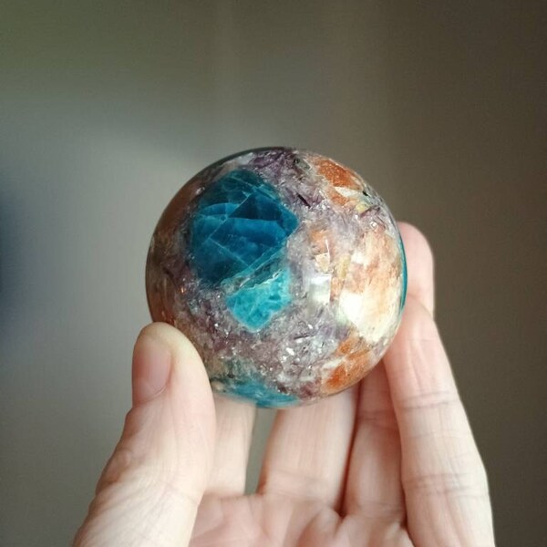 Amazing Azurite and Malachite Crystal Sphere. 65mm. Beautiful Deep ...