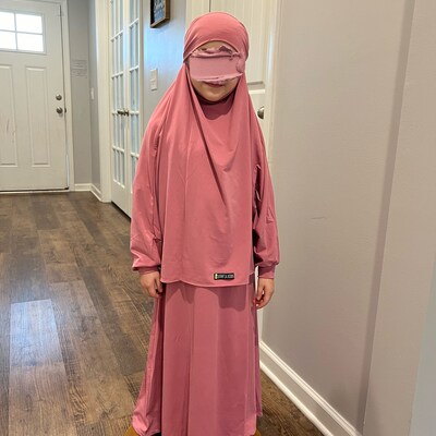 1 to 6 Years French Khimar Girls Robe Suit, Can Be Used as a Veil ...