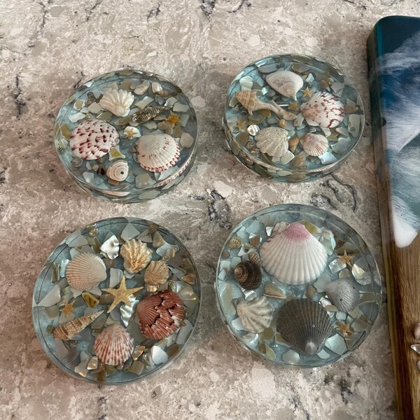Ocean Themed Gulf Coast Shell Coasters - Set of 4 - Etsy