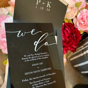 Black Dome Shape Acrylic Wedding Invitations Arch Invite Modern Classic ...