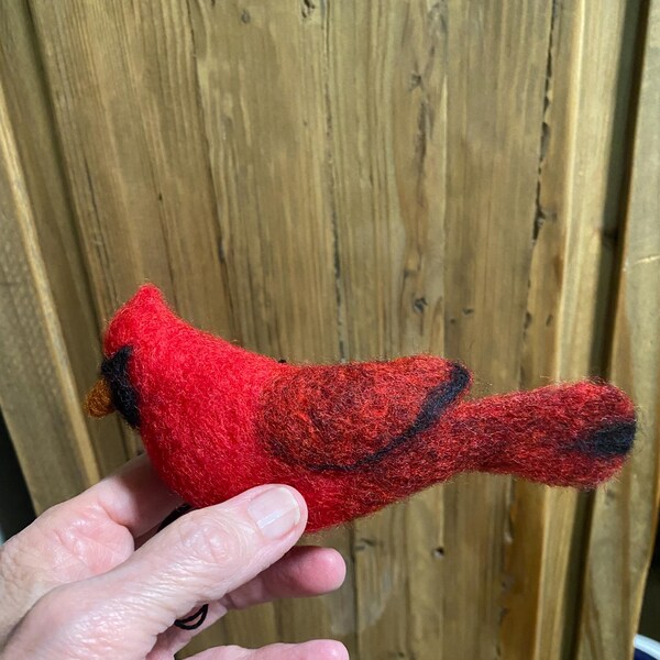 Needle Felted Cardinal Ornament, 100% Wool Handmade Felt Bird - Etsy