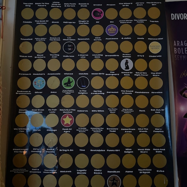 100 Musicals Scratch off Poster - Etsy UK
