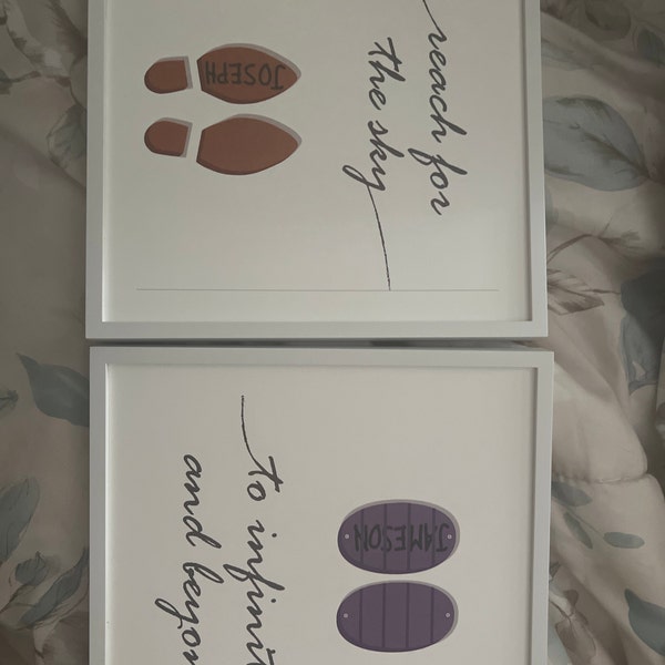 Toy Story Nursery Wall Art, Woody Buzz Boots With Andy Name, Minimal ...