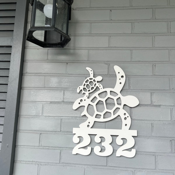 Turtle House Number Sign, Coastal Address Plaque, Tropical Outdoor ...