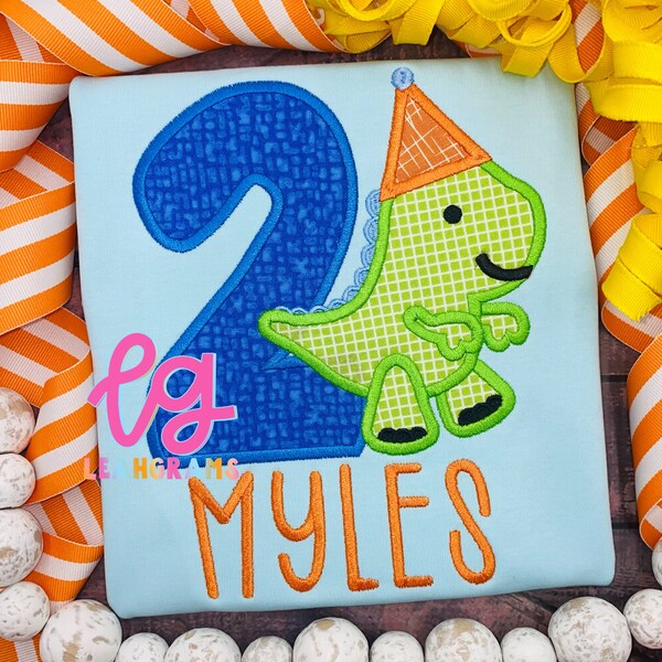 Dino Birthday Applique Design - Dinosaur Birthday Applique Design ...