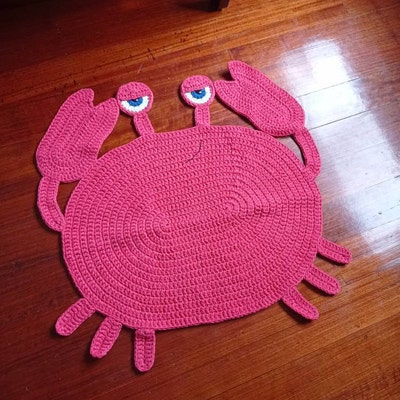 Crab Rug Kid's Mat Nursery Mat Crab Mat Nautical Style Rug Knitted Crab ...