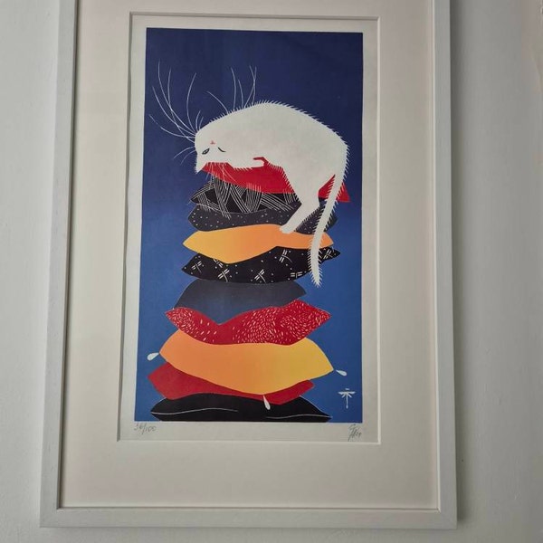 Dumbfounded Hand-printed Linocut Art 29x45,5 Cm - Etsy