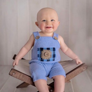 Sitter Boy Photo Outfit Sitter Neutral Props Baby Boy Romper 6-12 ...