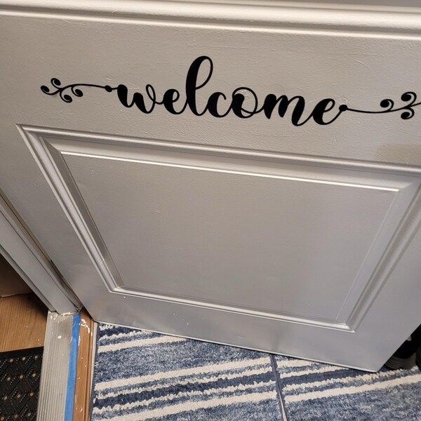 Scrolling Welcome Vinyl Decal - Welcome Vinyl Sticker - Welcome Door ...