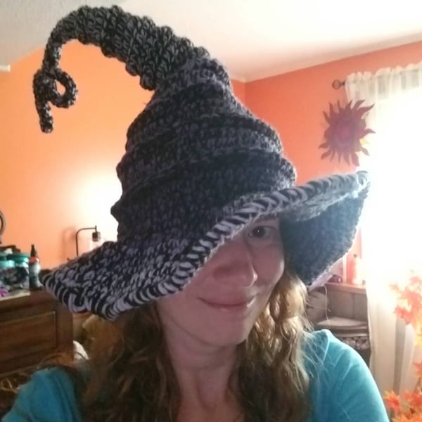 Crochet Black/violet Ombre Twisted Witch Hat - Witch Costume Hat ...