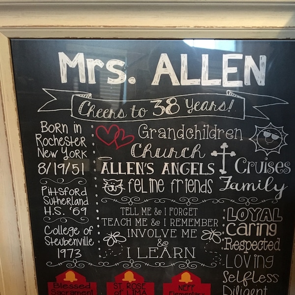 Teacher Retirement Chalkboard Sign CUSTOM Personalized Design Principal ...