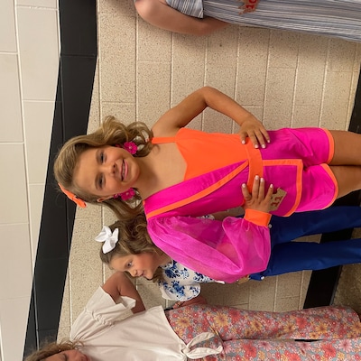 Light Pink Girls Suit With Blouse and Pants and Black Trim/ Interview ...