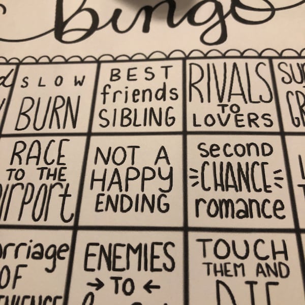 Romance Reading Tropes and Prompts Bingo- Bujo Planner Printable ...