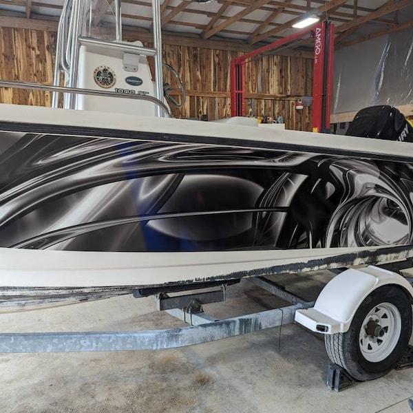 The Abyss (blue) Abstract Boat Wrap Kit 3M Cast Vinyl - 15 Sizes ...