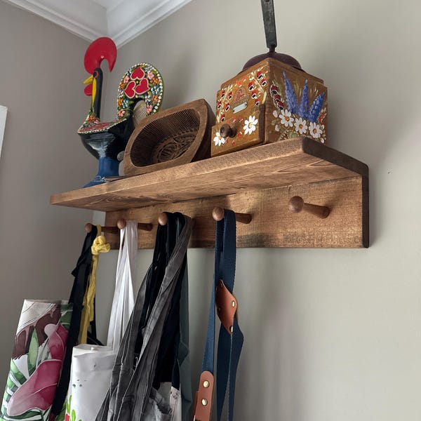 Shaker Peg Rack With Shelf - Peg Rack - Peg Rail - Wall Mounted Coat ...