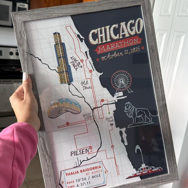 Chicago | Custom Marathon Map - Etsy