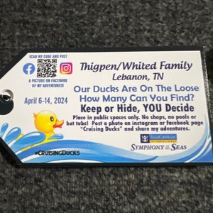 Duck Tags Customized With YOUR Personal Info RCL NCL Princess Celebrity ...