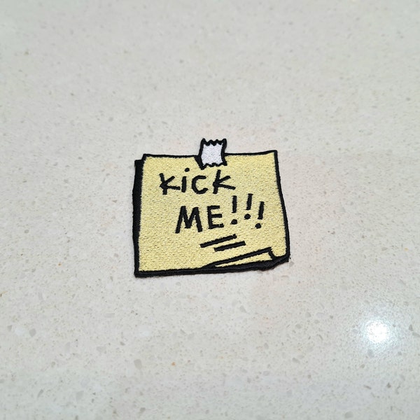 Iron-on Patch - Kick Me Note | Funny Patches, Biker Iron-on Patch ...