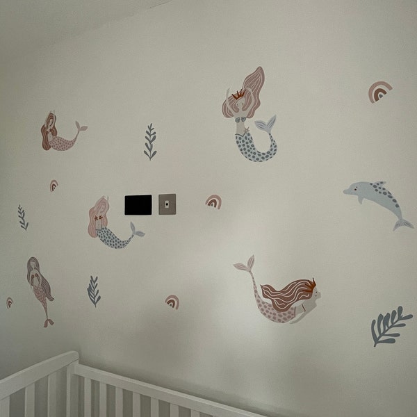 Mermaid Wall Decal & Mermaid Wall Stickers, Mermaid Nursery, Mermaid ...