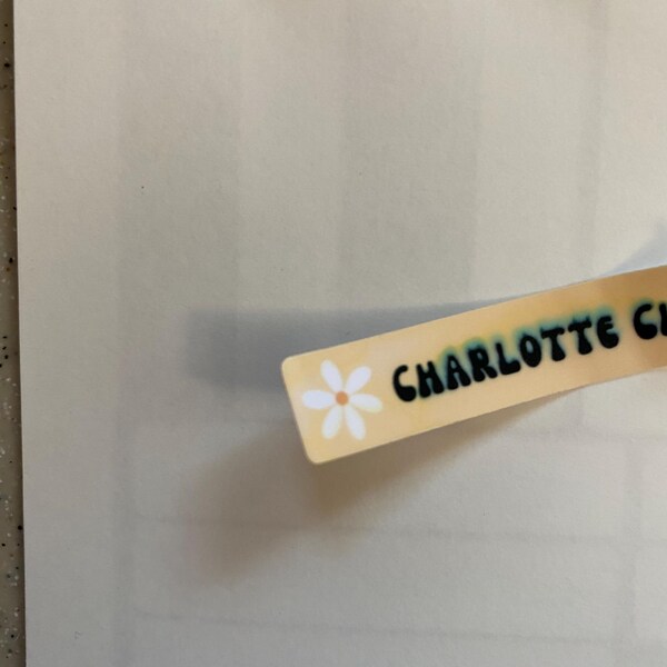 Colorful Daisy Name Labels | Skinny Long Strip Full Name Label Stickers ...