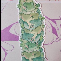 Frog Stack Bookmark Frog Art Cute Bookmark Laminated - Etsy UK