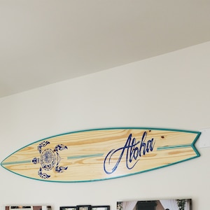 Surfboard Aloha, Hawaii Surfboard Wall Art Signs, Beach Tiki Decor Gift ...