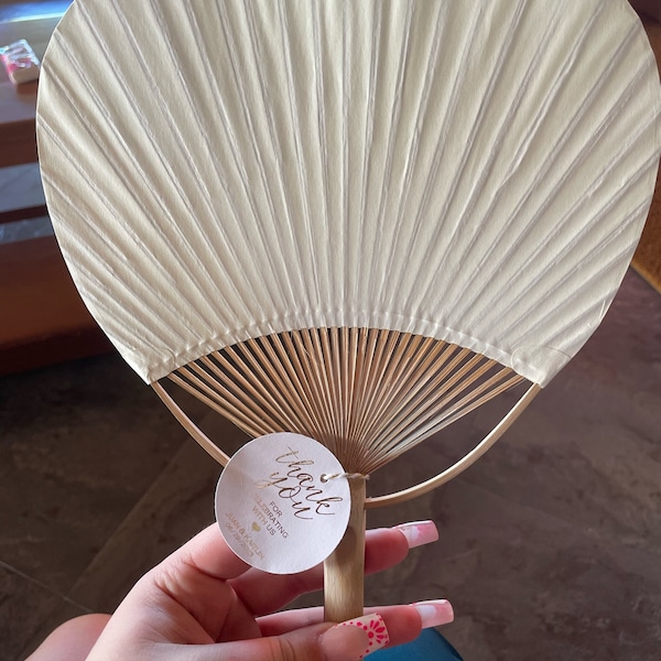 Bamboo Handle Paddle Fans - Paper Paddle Fans - Wedding Favor - Summer ...