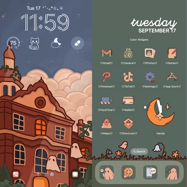 Cozy Fall Organizer Theme Wallpaper Background Custom Desktop Icon Set ...