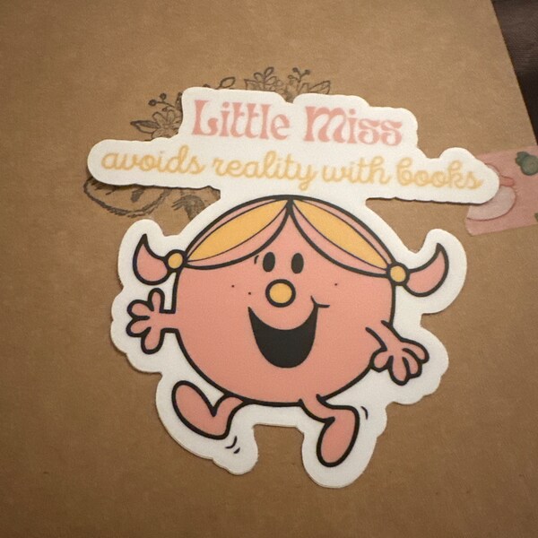 Little Miss Avoids Reality With Books Sticker, Little Miss Sticker ...
