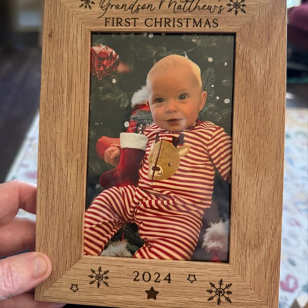 Personalised First Christmas Photo Frame | Baby’s First Christmas Frame ...