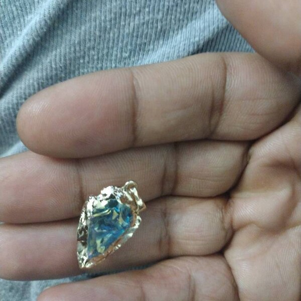Summer Color - Aqua Blue Crystal Quartz Arrowhead Arrow Head Pendant ...