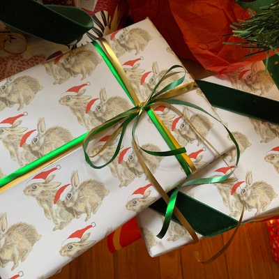 Bunny Christmas Wrapping Paper. Rabbit Wrapping Paper. Bunny Gift Wrap ...