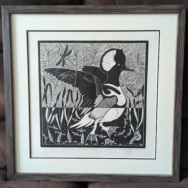 The River Ballet Linocut in Blue,otter Linocut,kingfisher Linocut ...